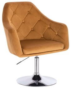 LuxuryForm DESIGN Otočné křeslo ANDORA VELUR na stříbrném talíři - medové