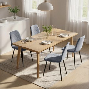 HOMCOM Sada 4 moderních jídelních židlí potažených sametem se ocelovými nohami do obývacího pokoje 45x54x87 cm Šedá