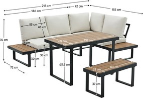 Zahradní set, černá/krém/dub, FLOJD