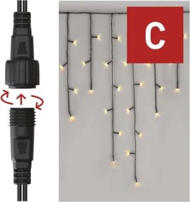 Propojovací vánoční řetěz bez zdroje EMOS Connecting D1CW01 ZY1441 100LED krápníky 2,5x0,9m teplá bílá