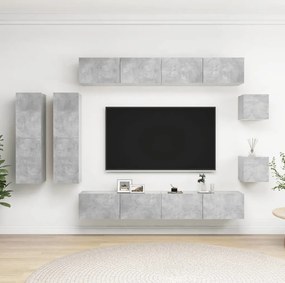 vidaXL 8dílný set TV skříněk kompozitní dřevo [3114497] Barva: Betonová šedá