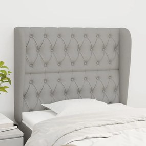 Čelo postele typu ušák světle šedé 103x23x118/128 cm textil 3118282