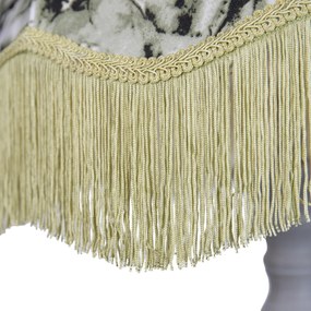 Stojací lampa černá s květinovým stínidlem a bílým vnitřkem 45 cm - Classico