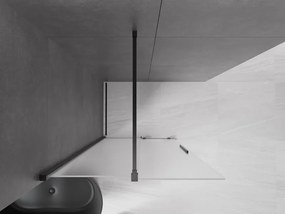 Mexen Velar, sprchová zástěna s posuvnými dveřmi Walk-in 85 x 200 cm, 8mm sklo námraza, černá matná, 871-085-000-33-70