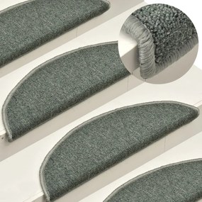 Schodové rohože 15 ks 56 x 17 x 3 cm tmavě zelené půlkulaté 322360