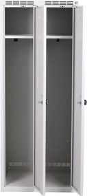 Kovová šatní skříňka S7, 2 oddíly, 1800 x 600 x 500 mm, demont, otočný zámek, grafitové dveře