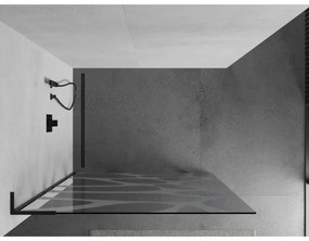 Mexen Kioto L, sprchová zástěna Walk-In 120 x 200 cm, 8mm čiré sklo bílý vzor, ​​černý profil, 800-120-103-70-97