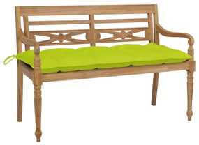 Lavice Batavia se zářivě zelenými poduškami - 120 cm | masivní teak