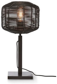 Černá stolní lampa s ratanovým stínidlem (výška 40 cm) Tanami – Good&amp;Mojo