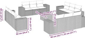 13dílný zahradní sedací souprava s poduškami černý polyratan 3257708