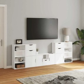 5 kusů TV skříněk s úložným prostorem bílá Borovicový masiv 3365377