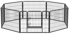 8-panelová ohrádka pro domácí zvířata, železná klec pro psy, štěňátka, černá