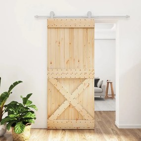 Posuvné Dveře S Kováním 90 X 210 Cm Masivní Borové Dřevo