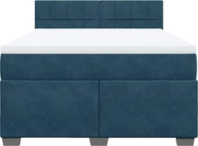 Box spring postel s matrací modrá 140 x 200 cm samet 3288634