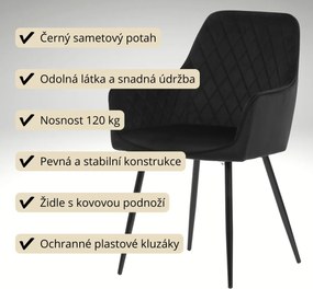 Vikio Jídelní set pro 4 osoby 160x90 cm dub noha U černá židle s područkami VJS166-4C