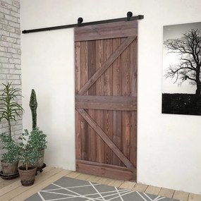 vidaXL Posuvné dveře s kováním 100 x 210 cm masivní borovice [3057503] Barva: Hnědá