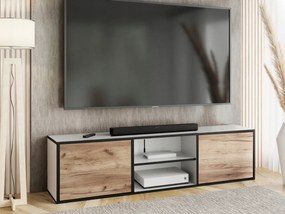 TV skříňka EDI 3 dub Craft zlatý + bílý otevřená TV skříňka s policí