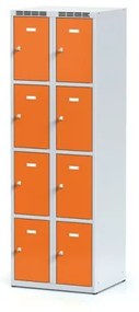 Alfa 3 Šatní skříňka s úložnými boxy, 8 boxů, oranžové dveře, otočný zámek