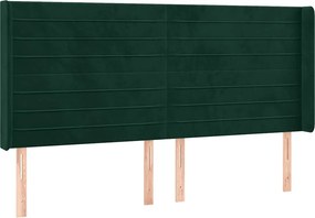 Box spring postel s matrací a LED tmavě zelená 160x200 cm samet 3139634