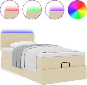 Osmanská postel s matrací &amp; LEDs krémová 90x200 cm látka 3312282