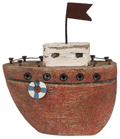 Červená dekorativní miniaturní dekorace loďka Nauticco - 10*4*12 cm