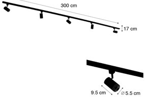 1-fázový kolejnicový systém s 5 reflektory černý se zlatým kroužkem - Jeana