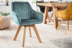 Invicta Interior Designová sametová židle otočná zelená - Lorius IV