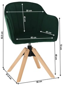 Otočné křeslo ALIGNA - látka Velvet, smaragdová / buk