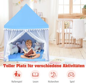 Costway Dětský stan Princess na hraní, modrý