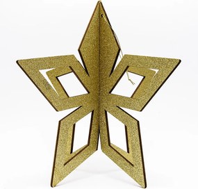 Vánoční ozdoba zlatá hvězda, 3D, 30 cm