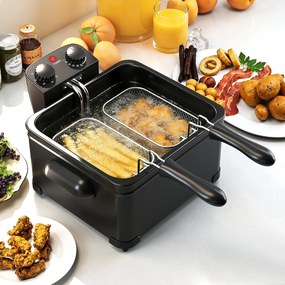 Costway Fritéza 1700 W elektrická fritéza 5 L fritovací hrnec s 1 velkým a 2