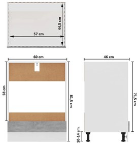 Skříňka na troubu betonově šedá 60 x 46 x 81,5 cm dřevotříska - Default Title