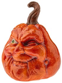 Podzimní dekorace Dýně s tváří, 13 x 16 cm, oranžová, keramika