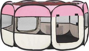 Skládací ohrádka pro psy s taškou růžová 145 x 145 x 61 cm 171012