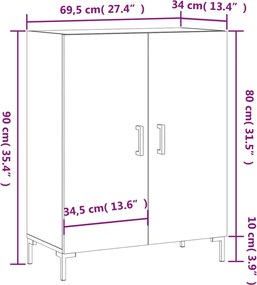 vidaXL Příborník 69,5 x 34 x 90 cm kompozitní dřevo [827728] Barva: bílá s vysokým leskem