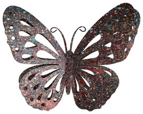 Wallexpert Dekorativní kovový nástěnný doplněk Butterfly Multicolor, Vícebarevná
