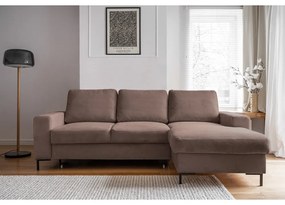 Hnědá manšestrová rozkládací rohová pohovka (pravý roh) Lofty Lilly – Miuform