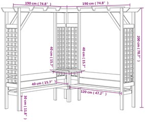 vidaXL Marketos Rohová pergola s lavicí impregnovaná borovice