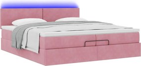 Osmanský rám postele s matrací růžová 200x200cm samet 3312577