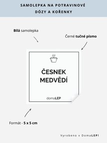 Samolepka na kořenky ČESNEK MEDVĚDÍ bílá 5 × 5 cm tučné písmo