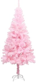 vidaXL Umělý vánoční stromek s LED a sadou koulí růžový 180 cm PVC