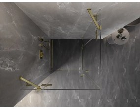 Mexen Lunar Duo, výklopný sprchový kout 110 x 110 cm, 8mm čiré sklo, zlatý matný profil, 834-110L-110P-55-00