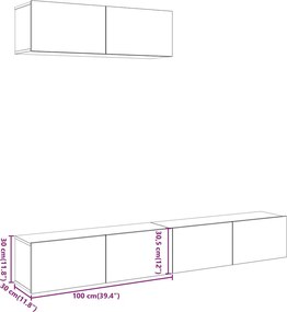 Nástěnné TV skříňky 4 ks dub artisan 100x30x30 cm kompozit 3329008