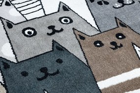 Dywany Łuszczów, Dětský kusový koberec Fun Gatti Cats multi, 200x290, šedá, dětský pokoj
