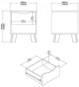 Tvilum Noční stolek Iker 704 jackson hickory/bílá