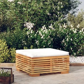 Zahradní podnožka s krémovými poduškami masivní teakové dřevo 319158