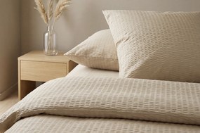 Krepové prodloužené povlečení Jednobarevné - béžové Velikost: 140 x 220 + 70 x 90