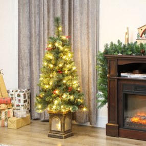 HOMCOM Umělý vánoční stromek 120 cm, smrkový stromek umělý s 100 LED světly, 8 režimů, 214 větviček