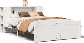 Postel s knihovnou bez matrace bílá 150x200 cm masivní borovice 3322440