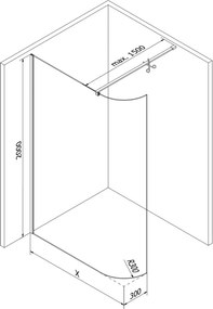 Mexen Kioto-R zaoblená sprchová stěna Walk-in 100 x 200 cm, transparentní 8 mm, chrom - 800-100-101-01-06